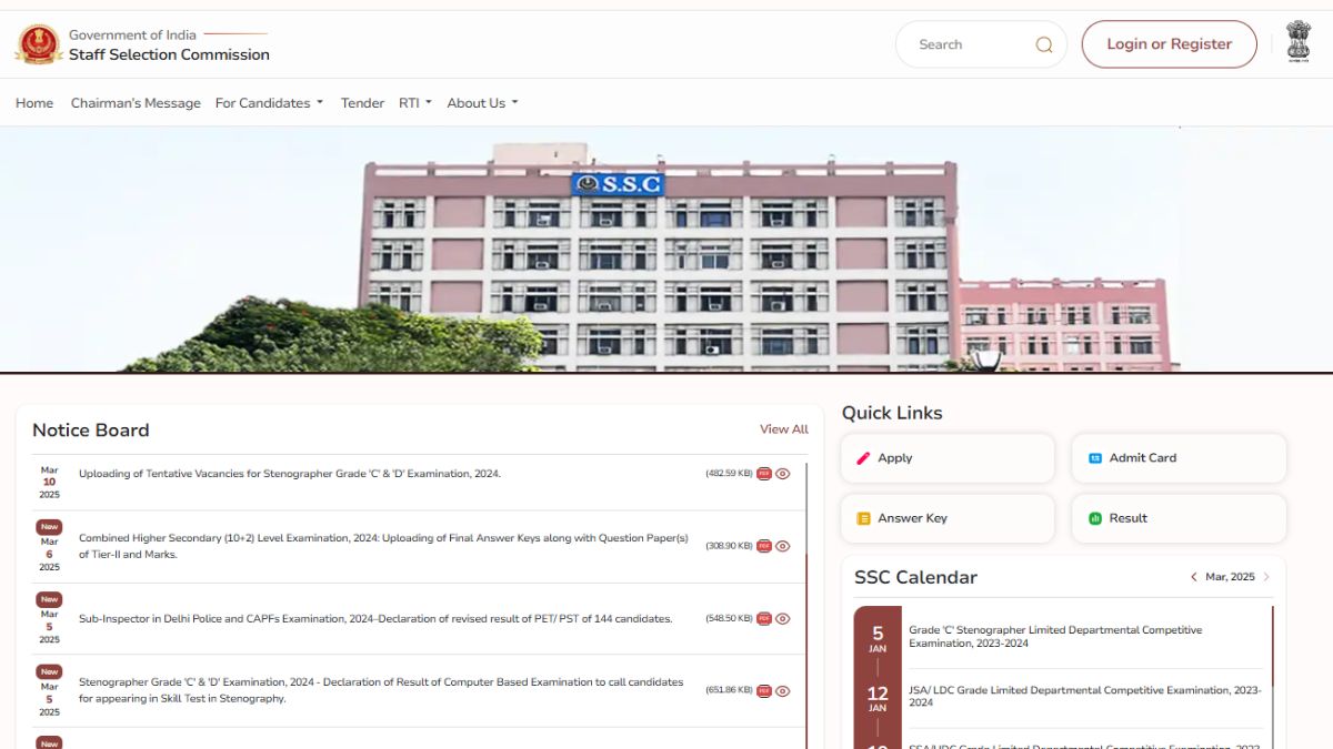 SSC Stenographer Grade C and D Recruitment 2024 tentative vacancies announced at ssc.gov.in ...