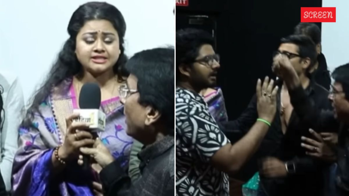 Tanushree Chatterjee Film laxminiya Controversy scuffle at premiere of Bhojpuri film video viral ...