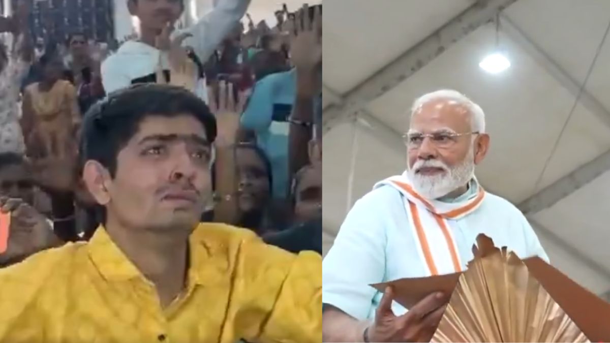 PM narendra Modi Signs Sketch For Emotional Fan at surat rally ...