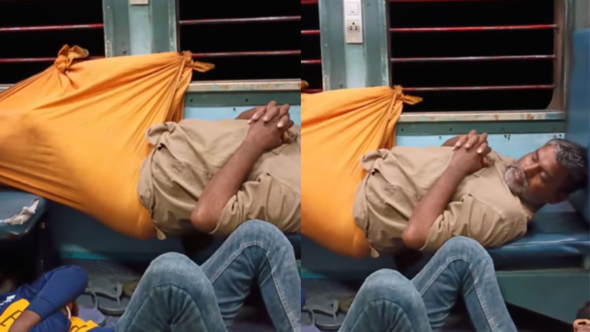 Uncle applied Desi Jugaad for Sleeping in train general coach viral ...