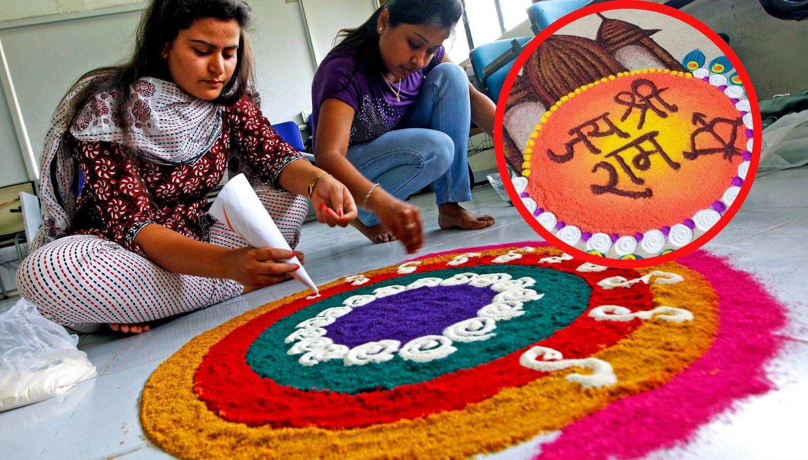 Ram Navami beautiful and simple rangoli Ram Navami in only 2 minutes ...
