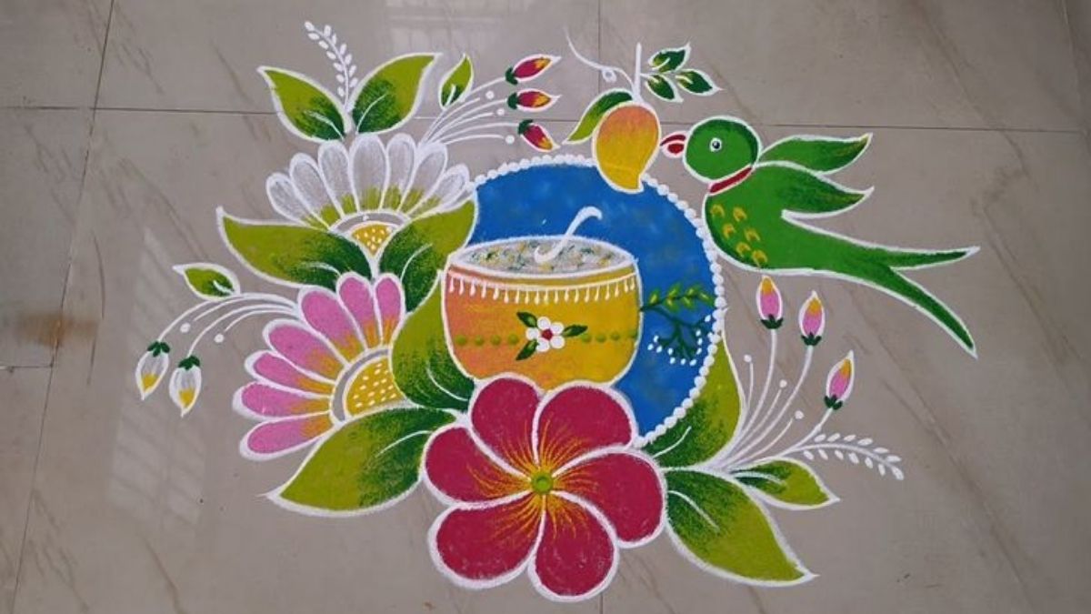 Rongali Bihu 2025 Rangoli Designs: बिहू पर बनाएं शानदार रंगोली डिजाइन ...