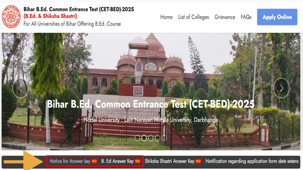 bihar cet b.ed answer key 2025 out at official website biharcetbed-lnmu.in objection window open ...