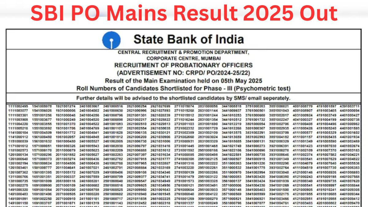 SBI PO Mains result 2025 out At Direct link sbi.co.in download scorecards sarkari result govt ...