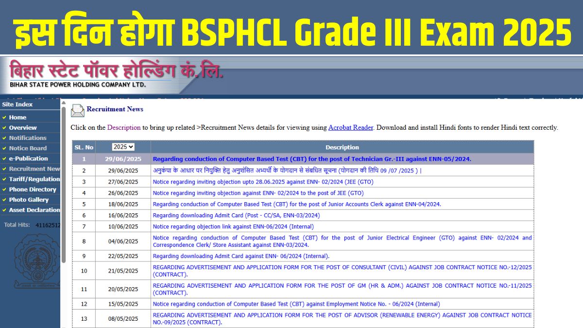 BSPHCL Technician Grade III Exam Date 2025: बिहार बीएसपीएचसीएल तकनीशियन ग्रेड III परीक्षा तिथि ...