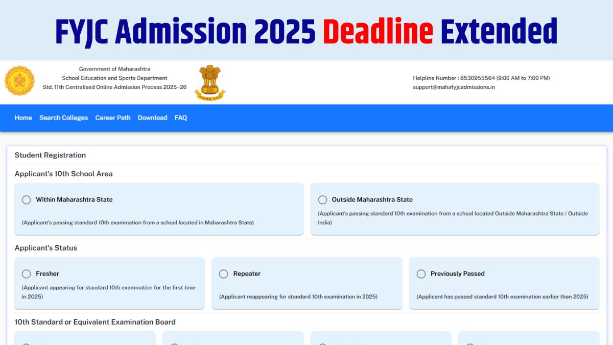 FYJC Admission 2025 registration deadline extended to June 5, Know ...