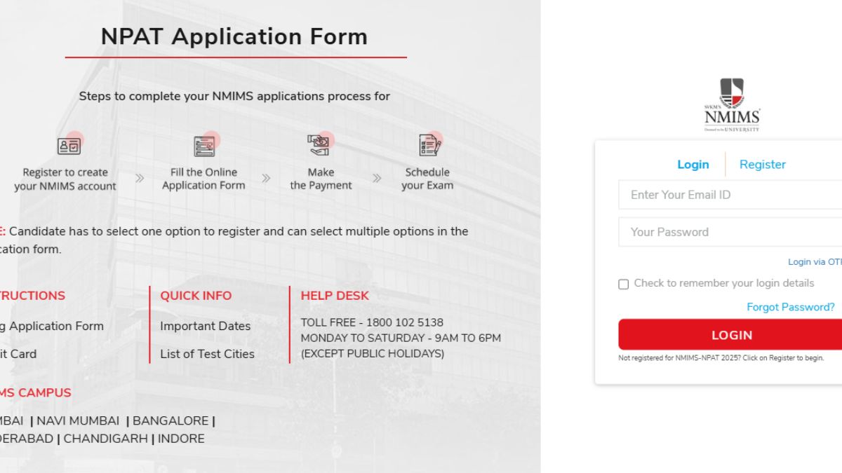 NPAT Result 2025 OUT: एनएमआईएमएस एनपीएटी रिजल्ट npat.nmims.edu पर जारी ...