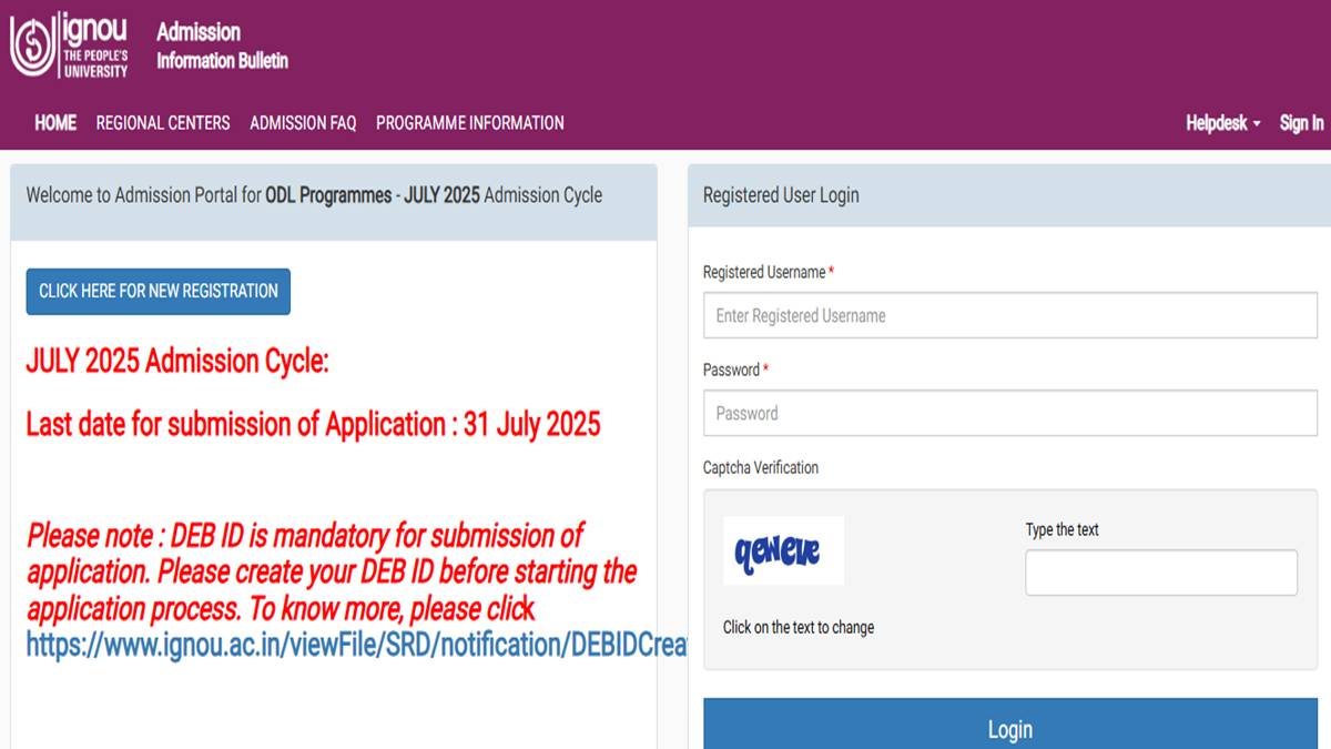 ignou admission july 2025 last date extended till july 31st for fresh admission ODL and ...